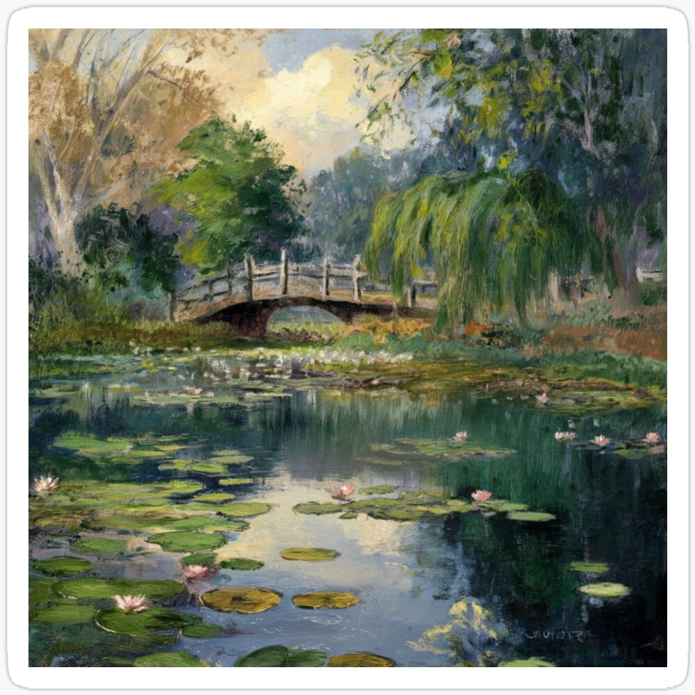 The Water-Lily Pond By Monet Poster Sticker Phone Decal Water Bottle ...