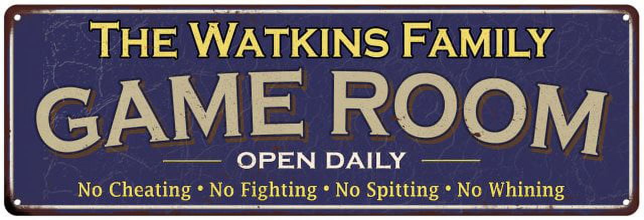 The Watkins Family Blue Game Room Metal 6x18 Sign 106180037667 ...