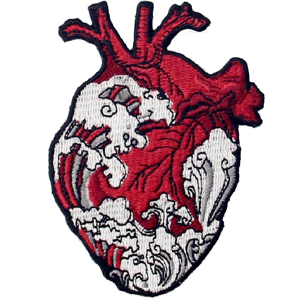 The Waves And Heart Patch Embroidered Applique Badge Iron On Sew On ...