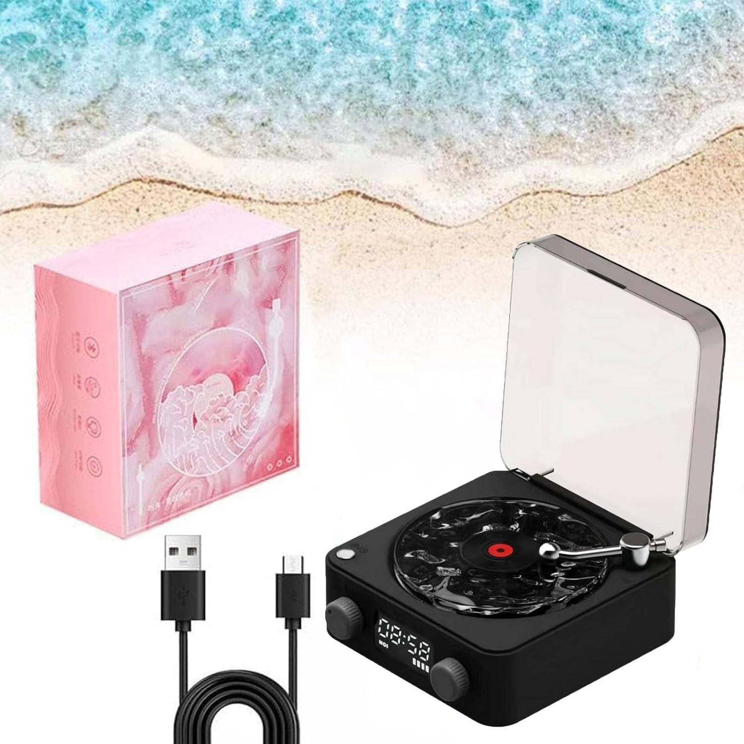 The Waves Vinyl Player, Waves Vintage Vinyl Record Player Bluetooth ...