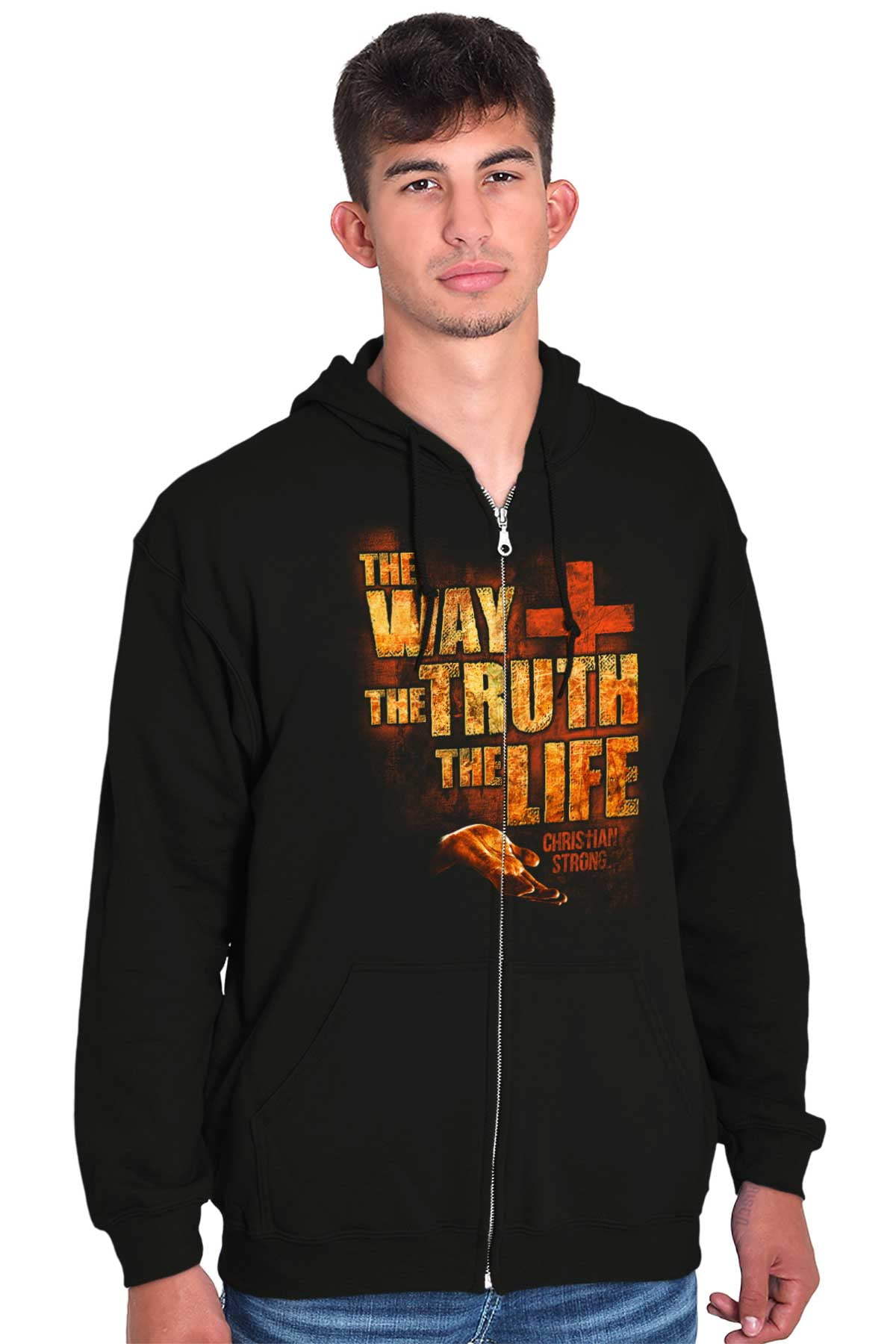 The Way Truth Life Christian Cross Unisex Fleece Graphic Zip Up Hoodie ...
