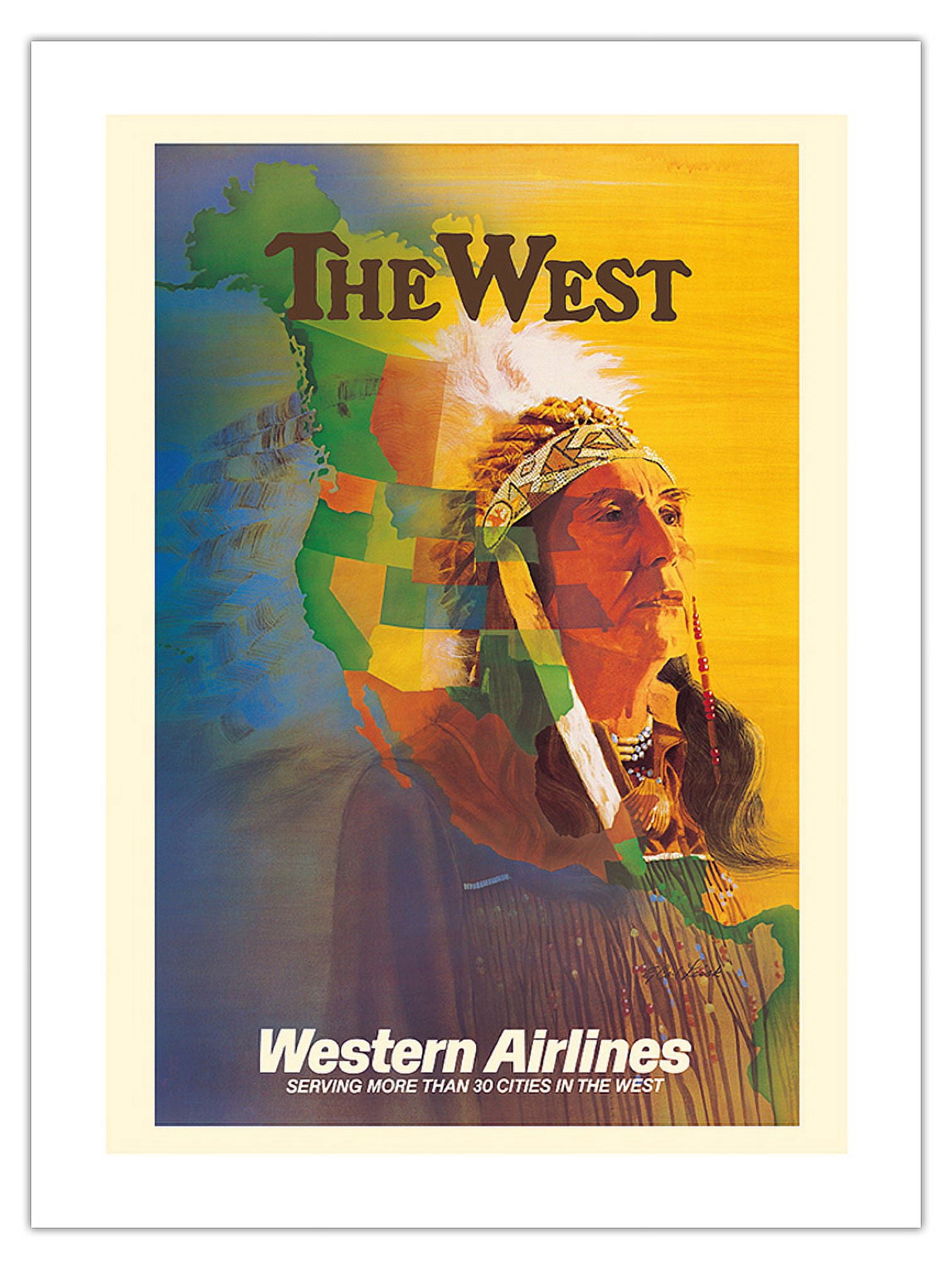 The West - Native American Indian Chief - Western Airlines - Vintage ...