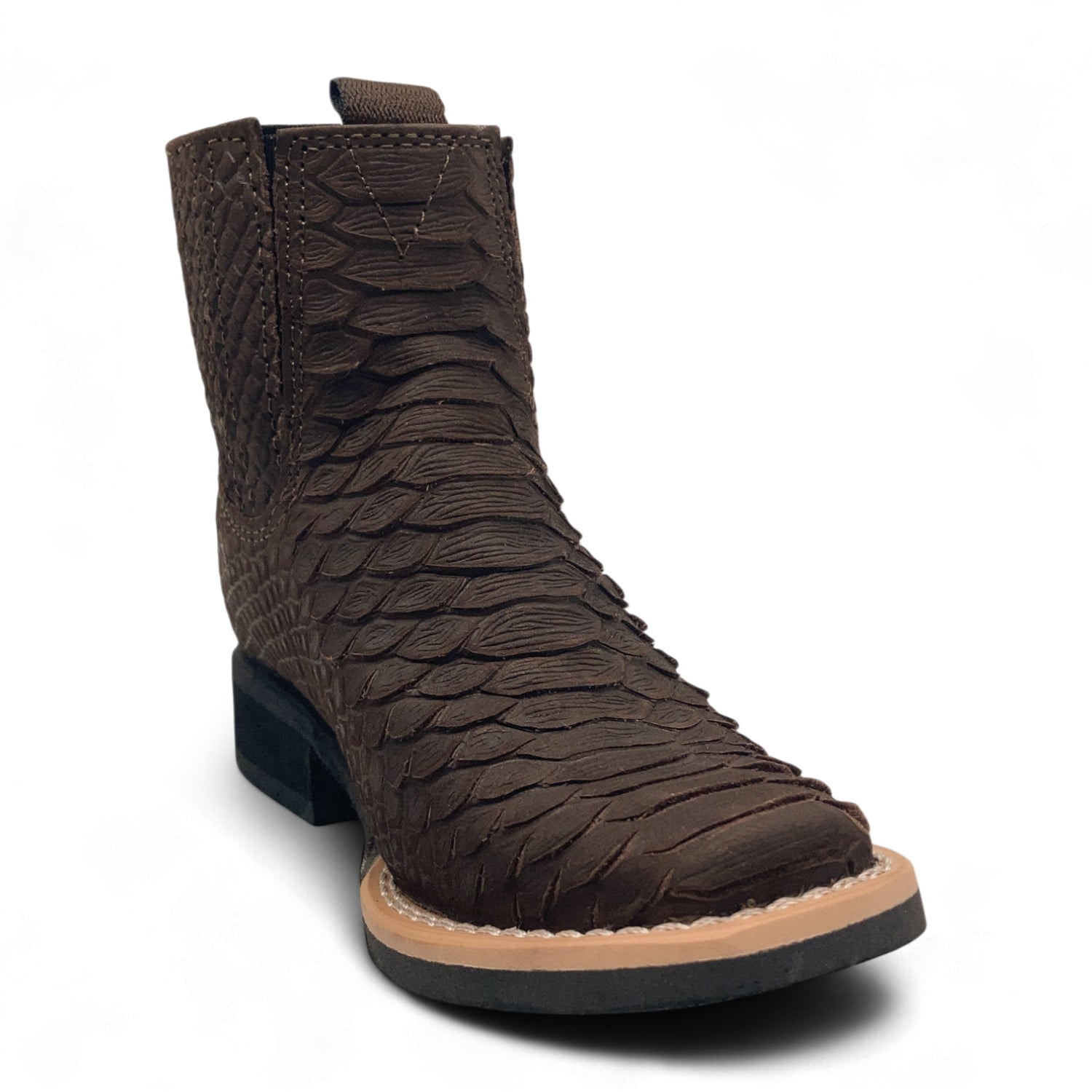 The Western Shops Kids Python Print Leather Ankle Boots, Square Toe ...