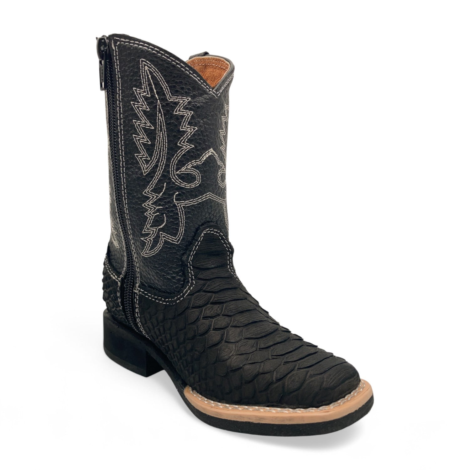 The Western Shops Kids Python Print Leather Cowboy Boot - Walmart.com