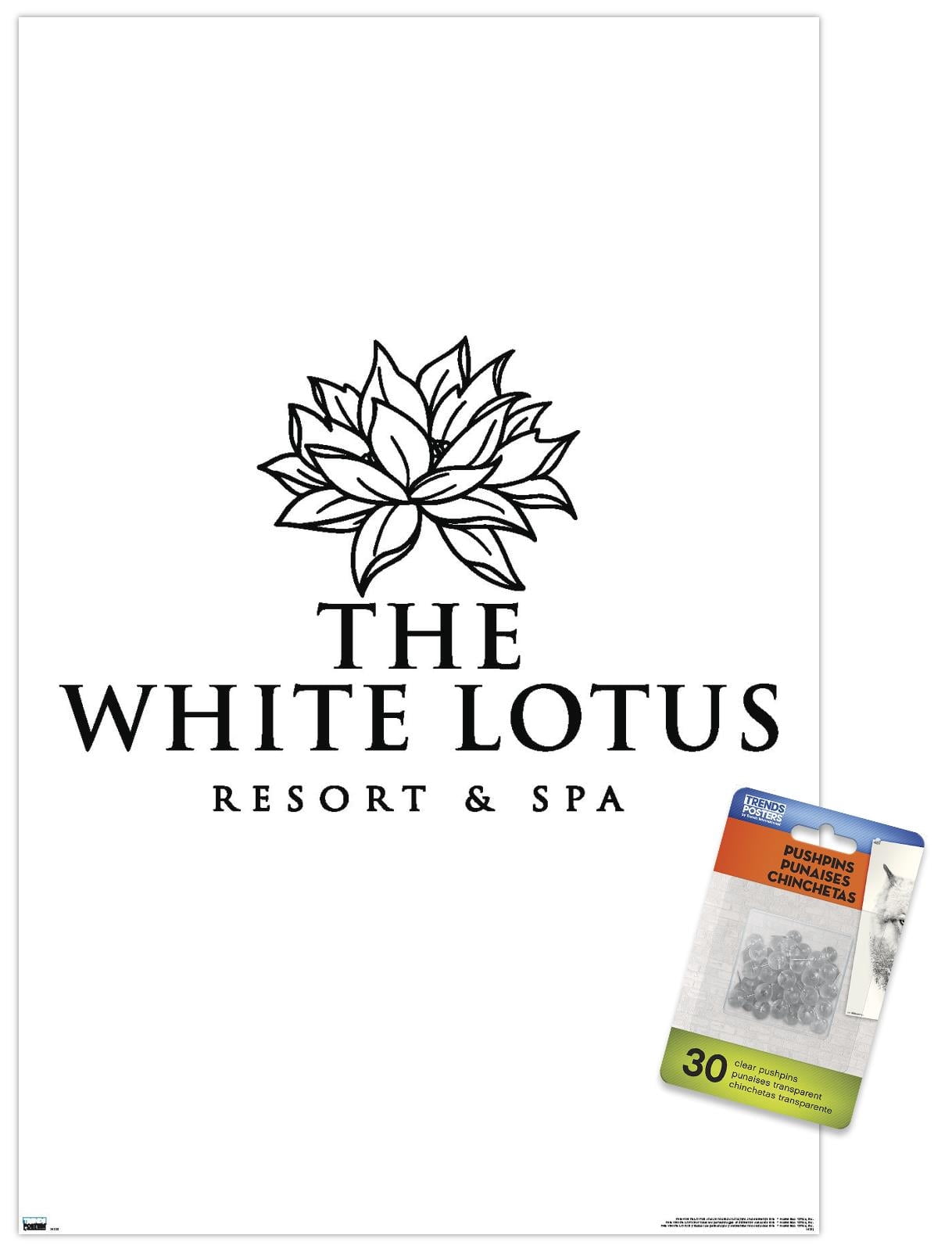 The White Lotus - Black and White Logo Wall Poster with Push Pins, 14. ...