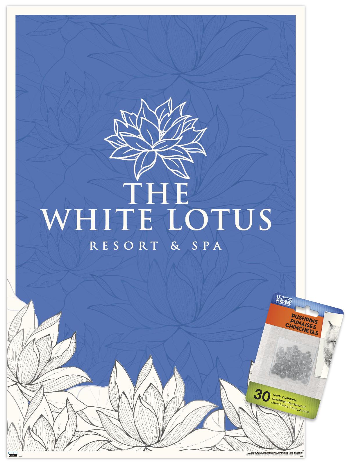 The White Lotus - White and Blue Logo Wall Poster with Push Pins, 14. ...