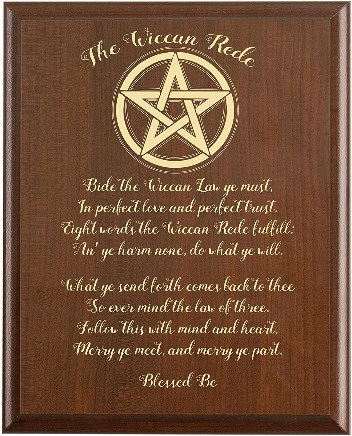 The Wiccan Rede Plaque Engraved Witch an' It Harm None Metal Tin Sign ...