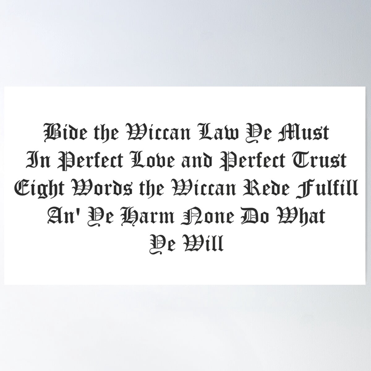 The Wiccan Rede Short Version Poster Wall Art, Modern Wall Decor For ...