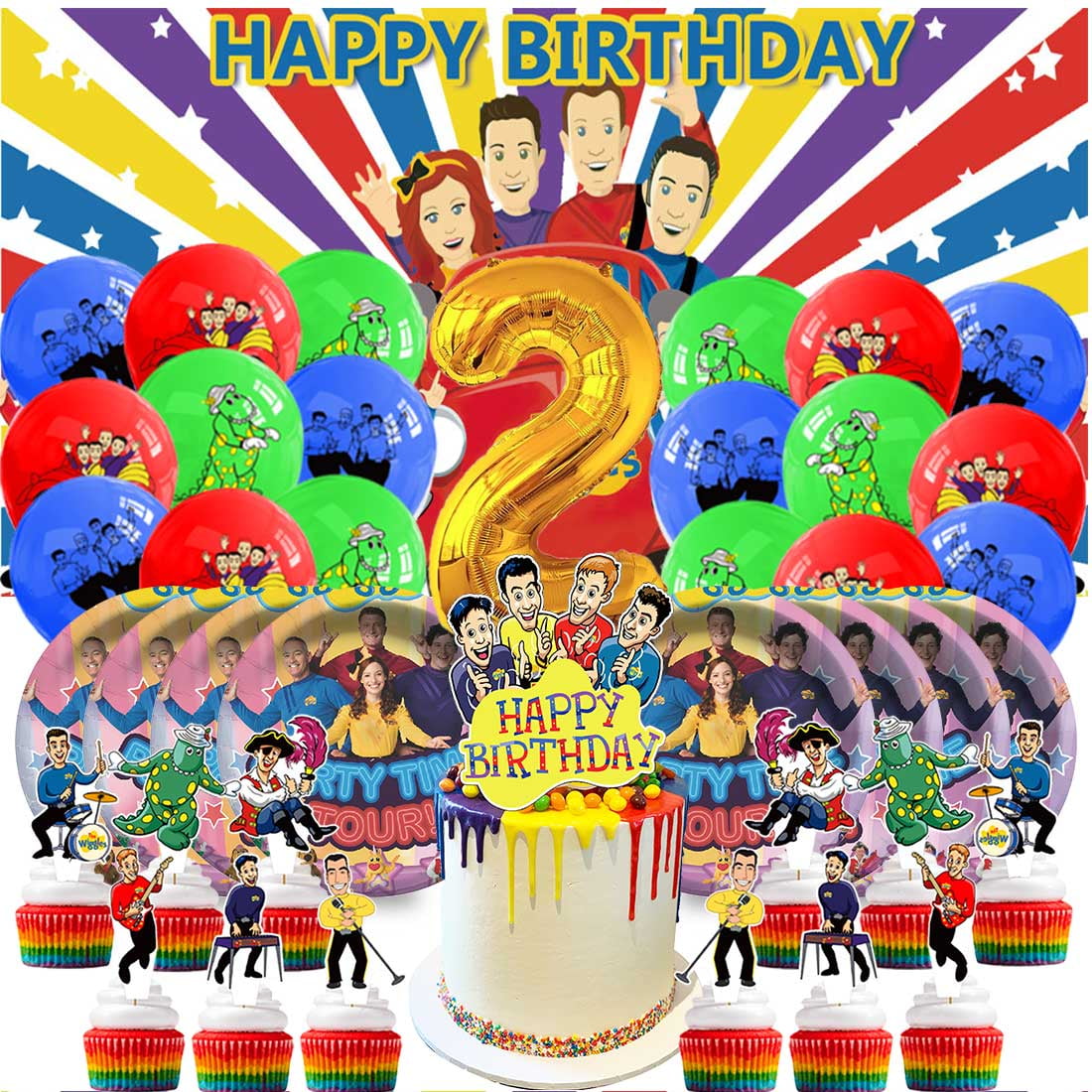 The Wiggles Balloons Party Supplies 2nd Decor Tableware Birthday Cake ...