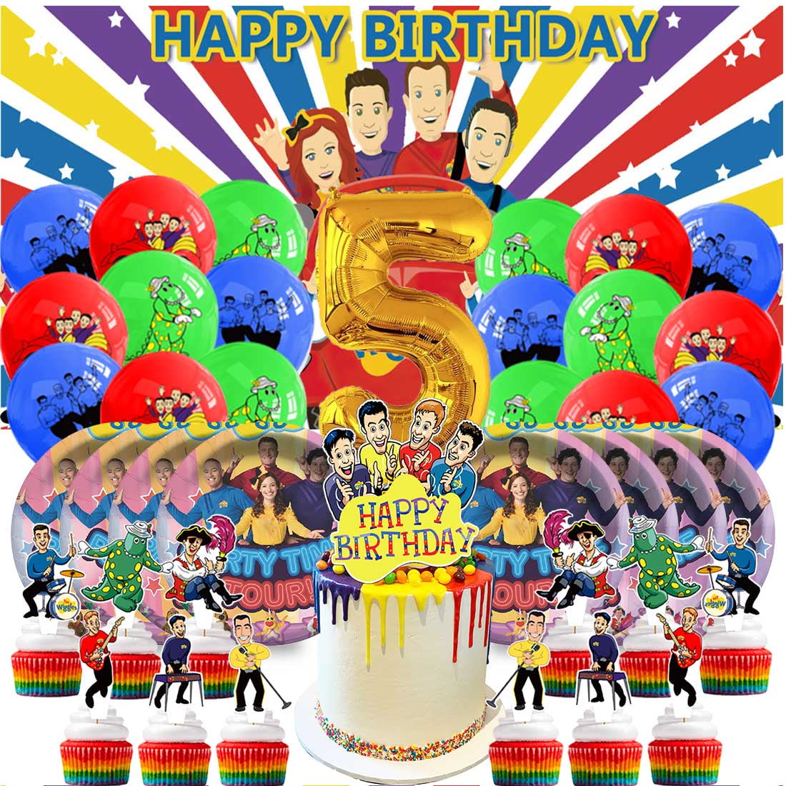 The Wiggles Balloons Party Supplies 5th Decor Tableware Birthday Cake ...