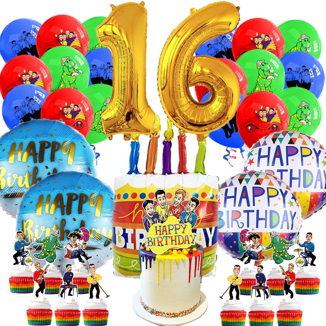 The Wiggles Party Supplies 16th Decor Kit Balloons Birthday Cake Topper ...