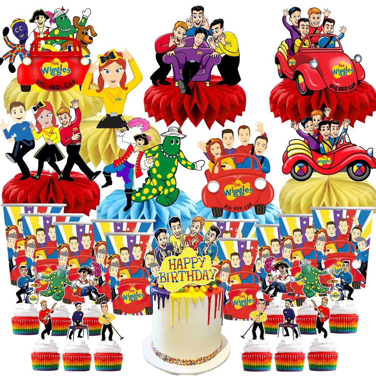 The Wiggles Party Supplies Decor Cups Fans Decorations Honeycomb ...