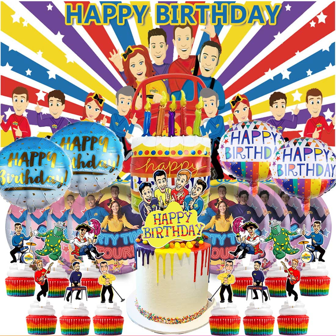 The Wiggles Supplies Plates Decoration Backdrop Banner Birthday Decor ...
