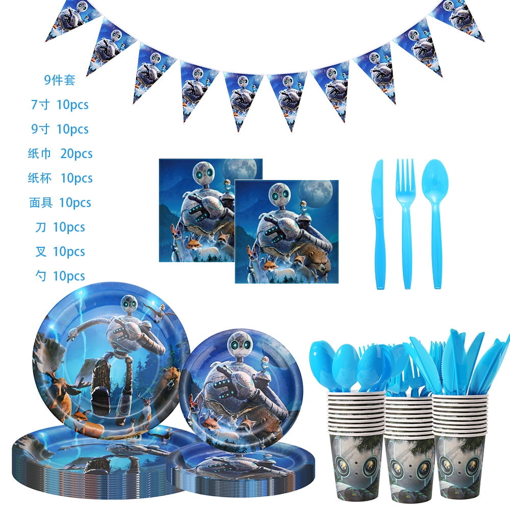The Wild Robot 90/100 PCS Disposable Paper Plates Napkins Cups Spoons ...