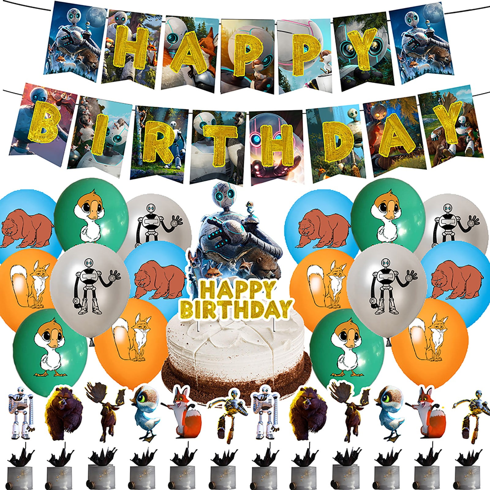 The Wild Robot Birthday Themed Party Decorated Banner Hanging Flag ...