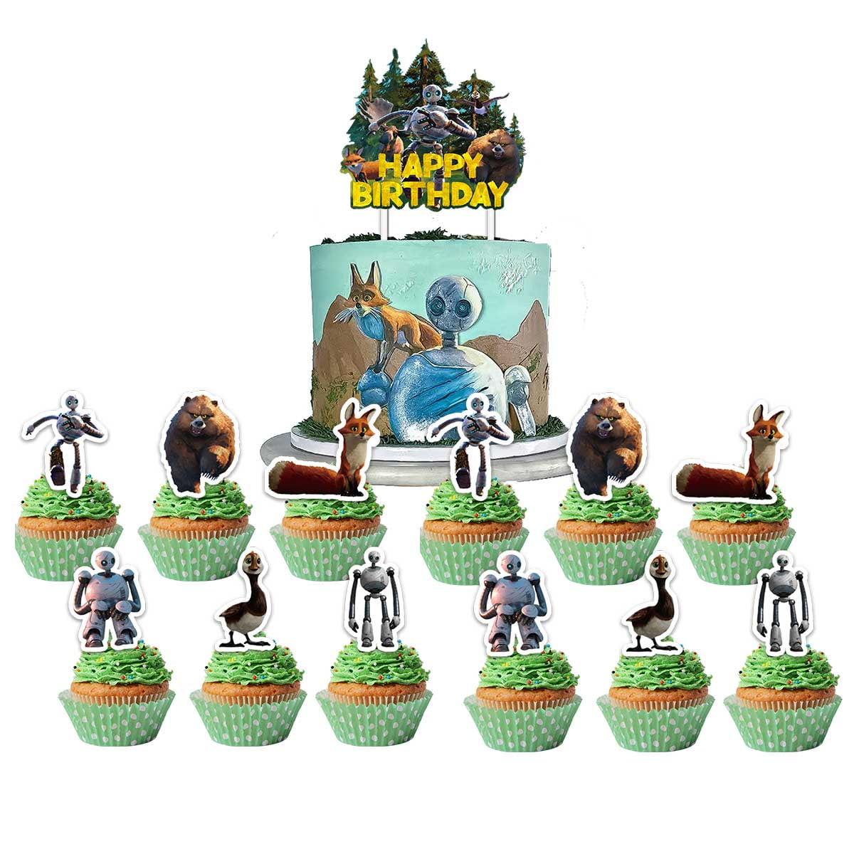 The Wild Robot Cake Topper Cupcake Set Party Supplies Decoration ...