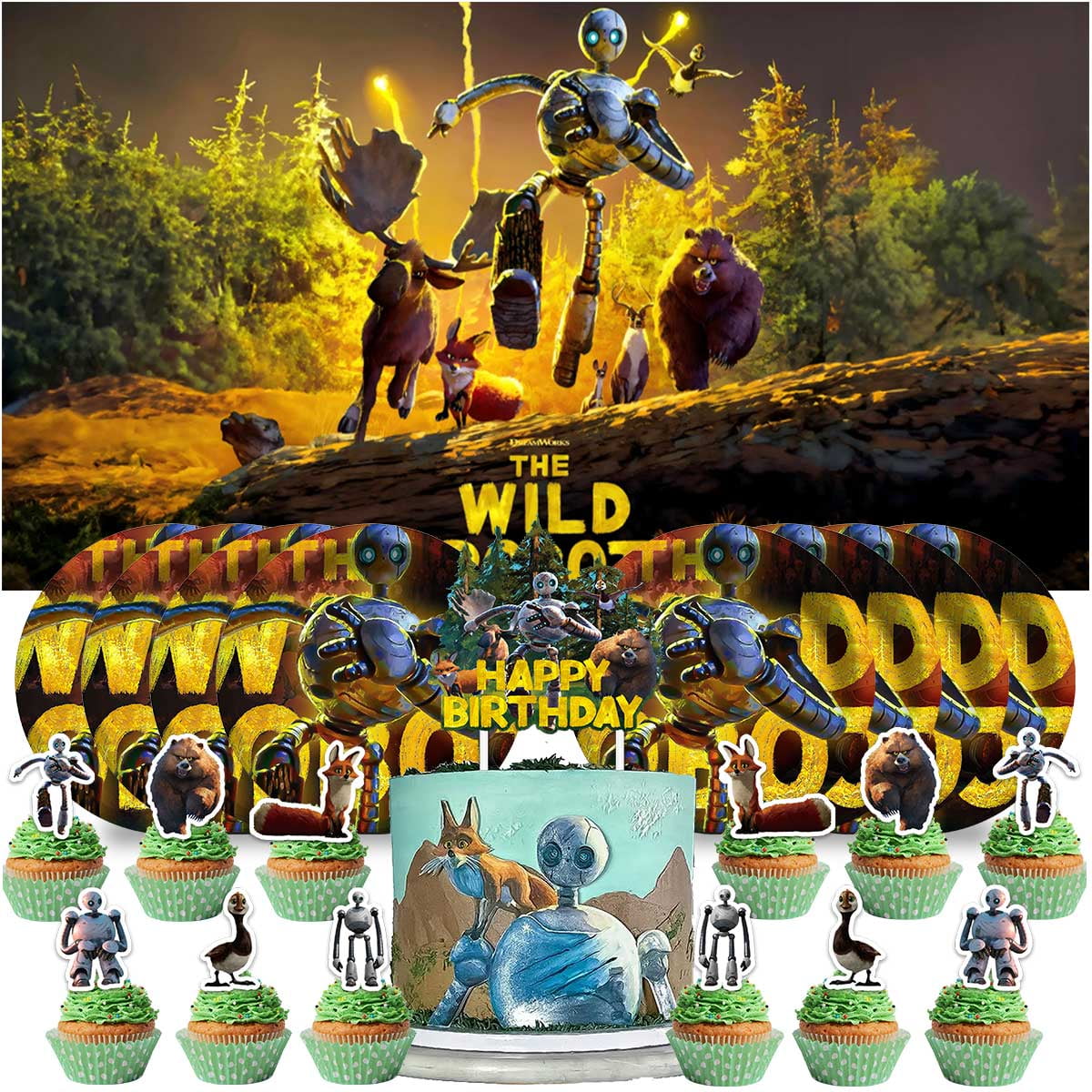The Wild Robot Plates Birthday Supplies Decorations Decor Backdrop ...