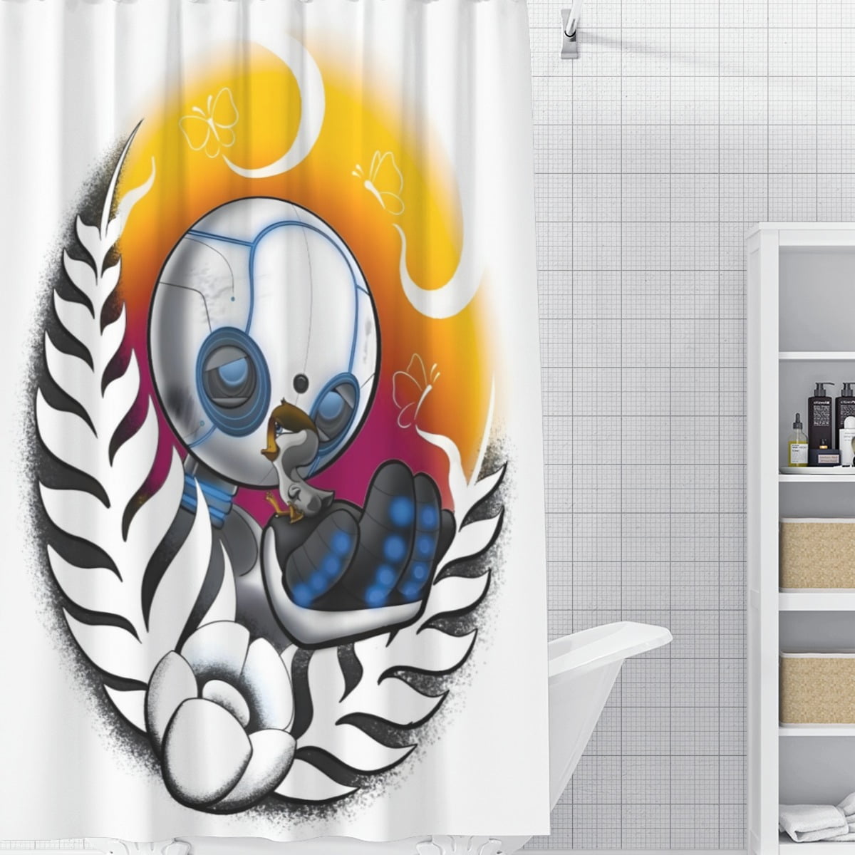 The Wild Robot Shower Curtain 35*70.8 Inches Waterproof And Durable ...