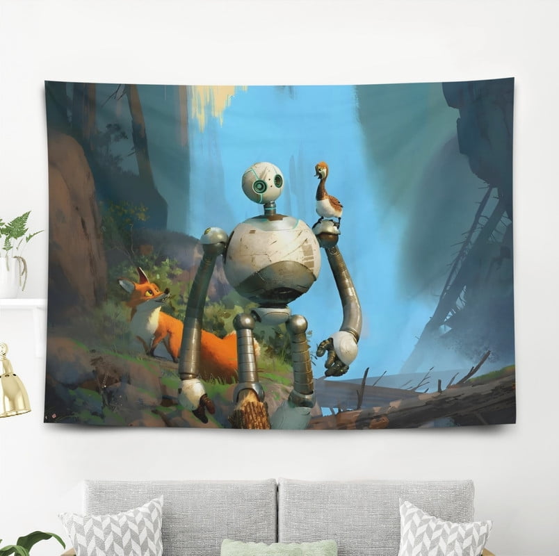 The Wild Robot pattern wall hanging 50*60 inches high-quality peach ...