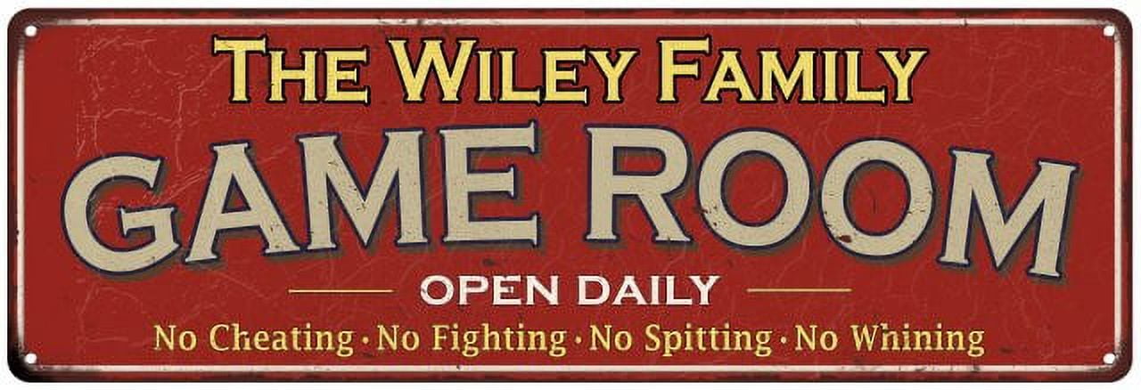 The Wiley Family Red Game Room Metal 6x18 Sign 106180038288 - Walmart.com