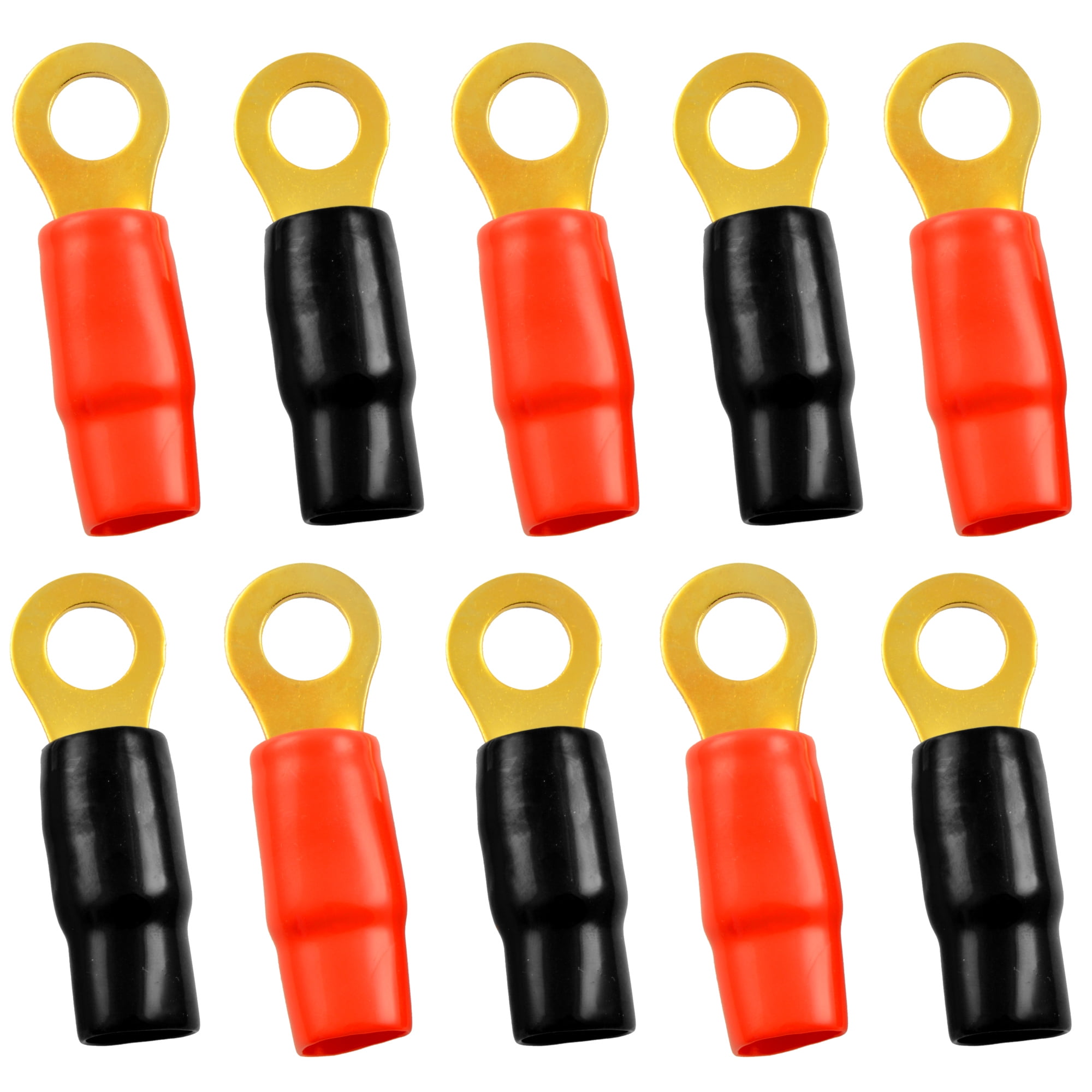 The Wires Zone RT10-12-10 Gold Plated 1/0 Gauge 1/2" Ring Terminal (10 ...