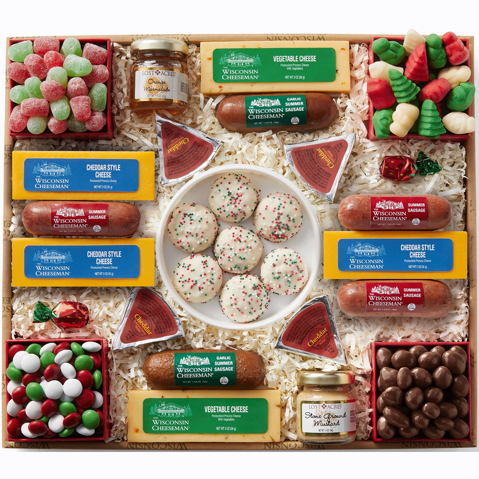 The Wisconsin Cheeseman 21-Piece Holiday Gift Basket with Meats ...