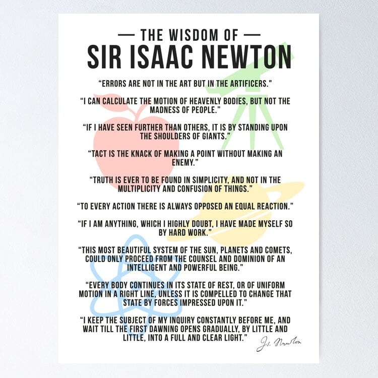 The Wisdom Of Sir Isaac Newton Poster- Unframed Poster | Wall Art ...