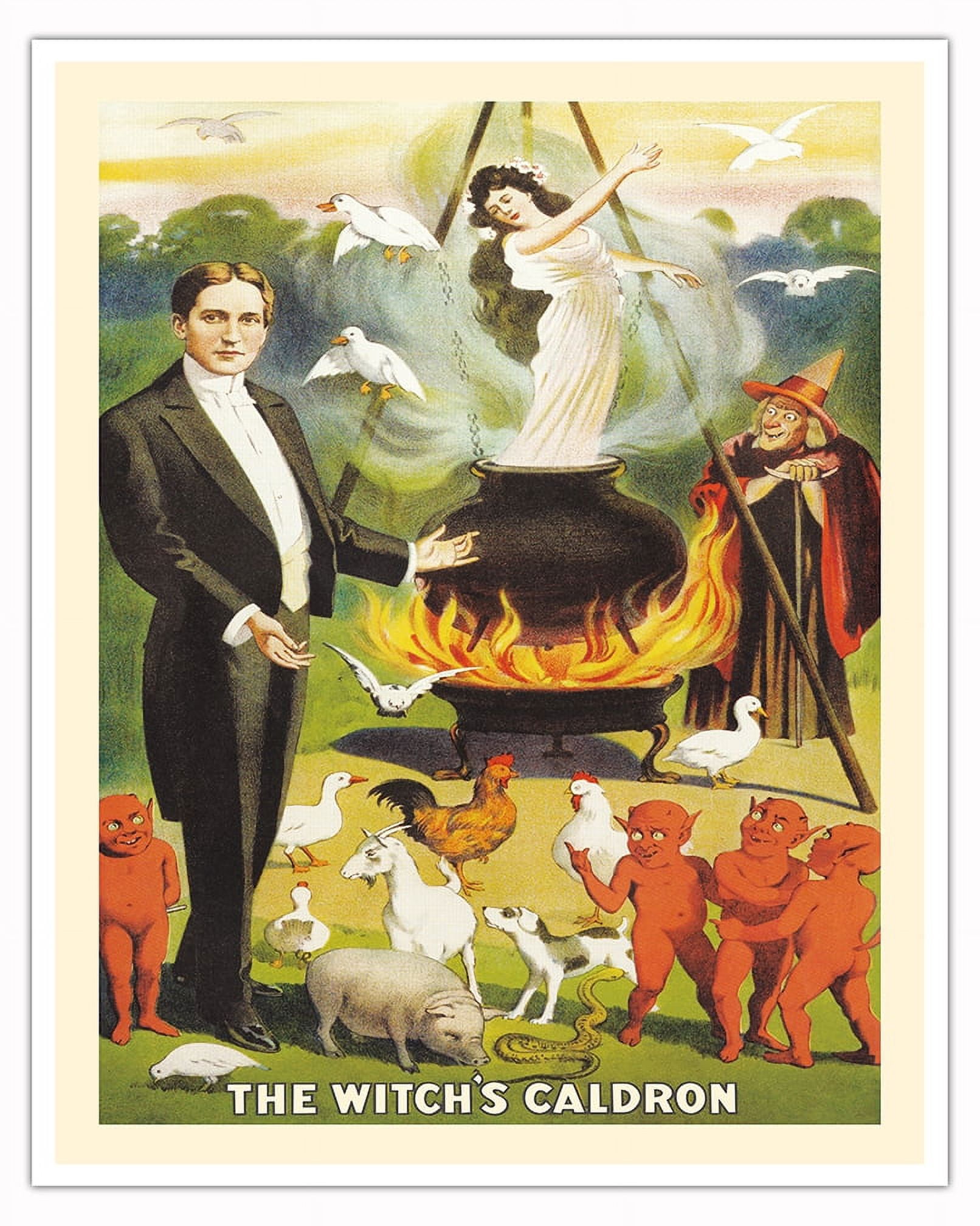 The Witch’s Caldron Illusion - Howard Thurston - Vintage Magic Poster c ...