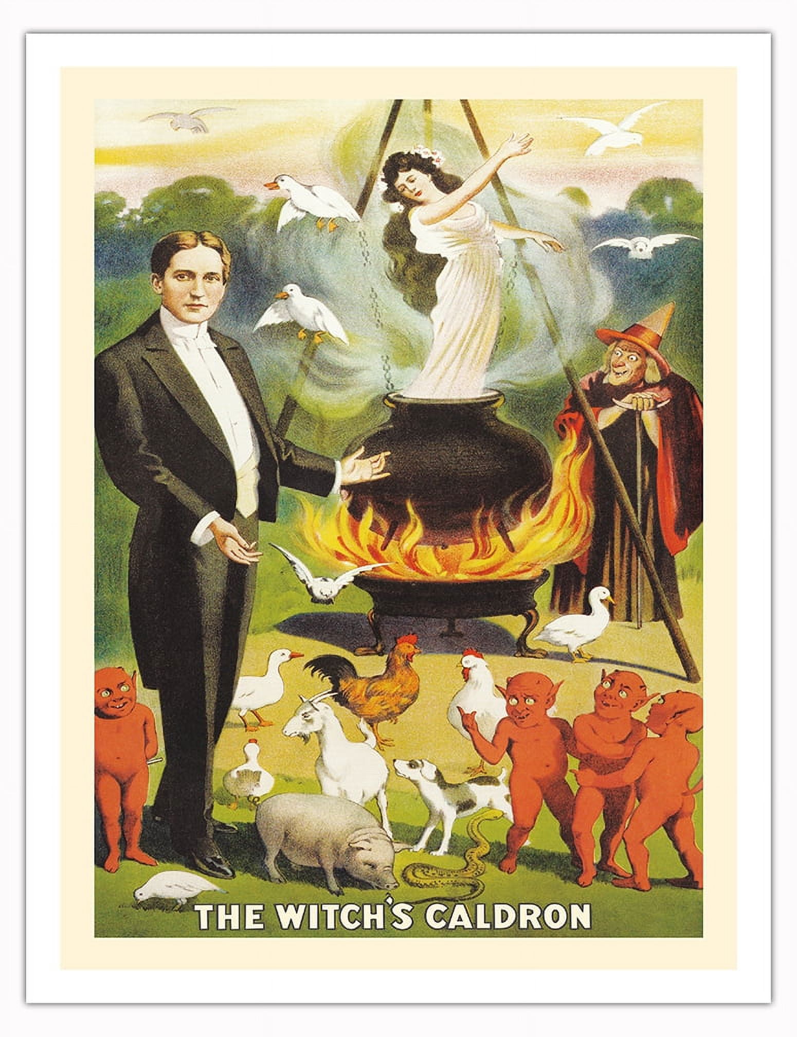 The Witch’s Caldron Illusion - Howard Thurston - Vintage Magic Poster c ...