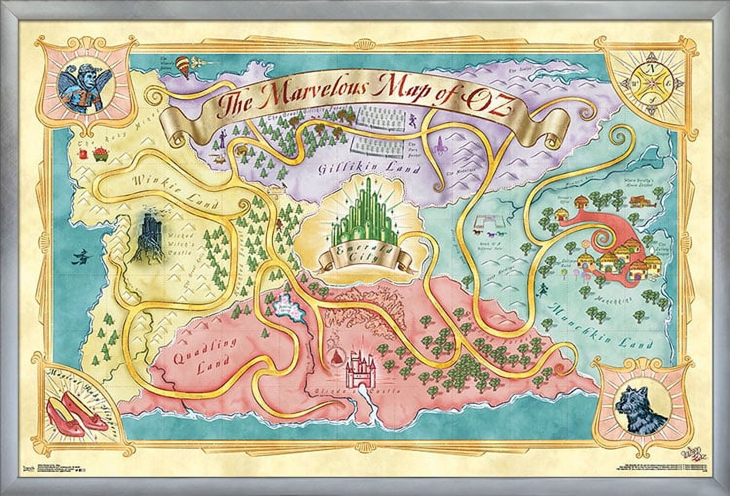 The Wizard Of Oz - Map Wall Poster, 22.375" x 34", Framed - Walmart.com