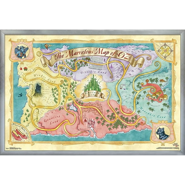 The Wizard Of Oz - Map Wall Poster, 22.375" x 34", Framed - Walmart.com