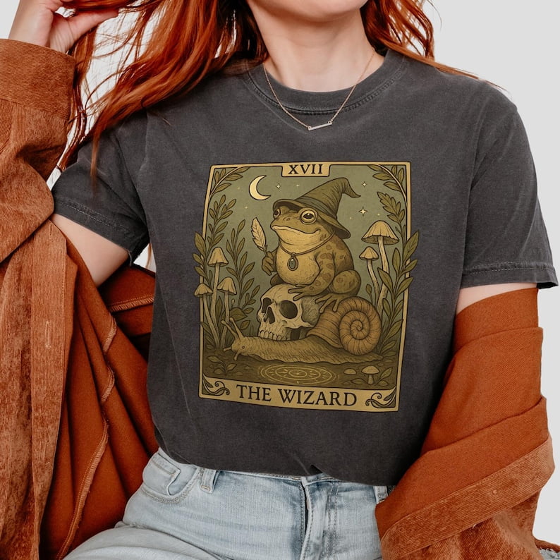 The Wizard Tarot Shirt Witchy Frog Oracle Goblincore Mushroom ...