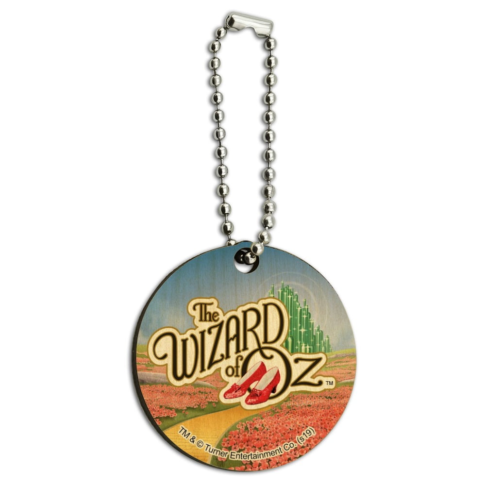 The Wizard of Oz Ruby Slippers Logo Wood Wooden Round Keychain Key ...