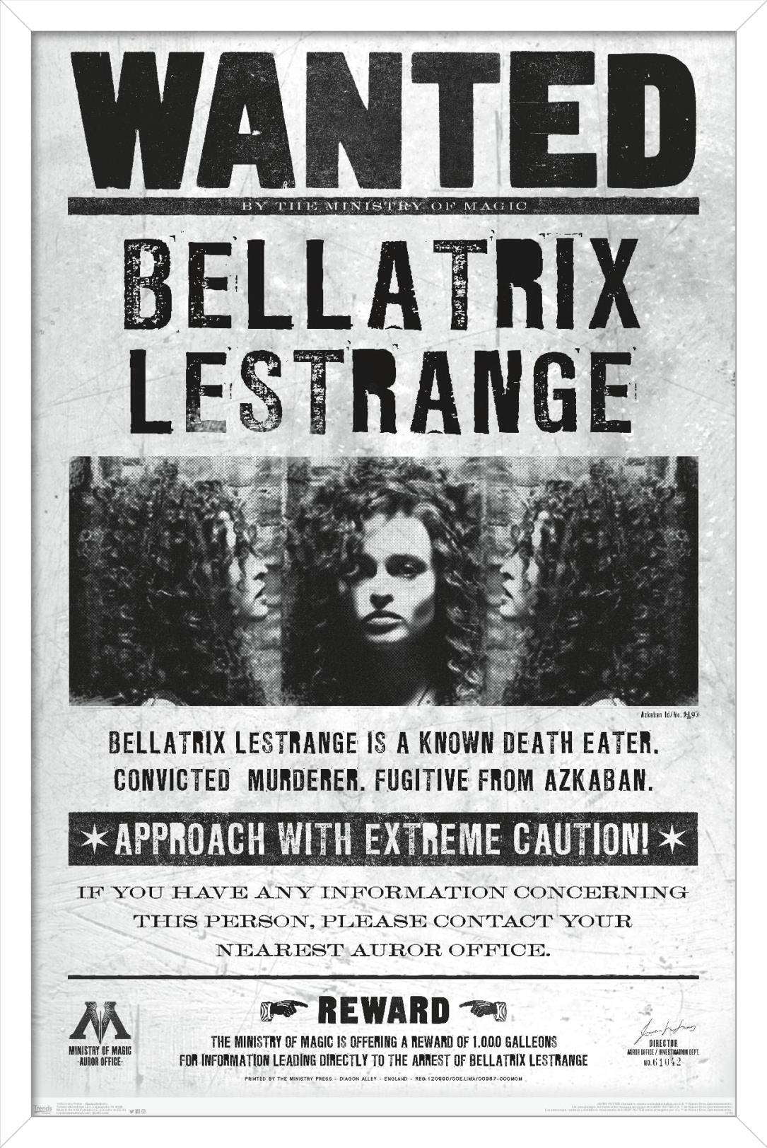 The Wizarding World: Harry Potter - Bellatrix Wanted Poster Wall Poster ...