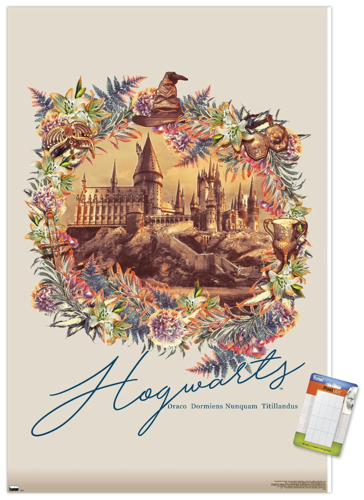 The Wizarding World: Harry Potter - Floral Hogwarts Wall Poster, 14.725 ...