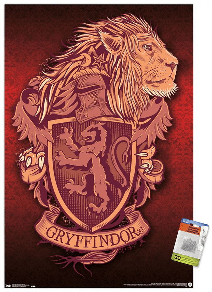 The Wizarding World: Harry Potter - Gryffindor Lion Crest Wall Poster ...