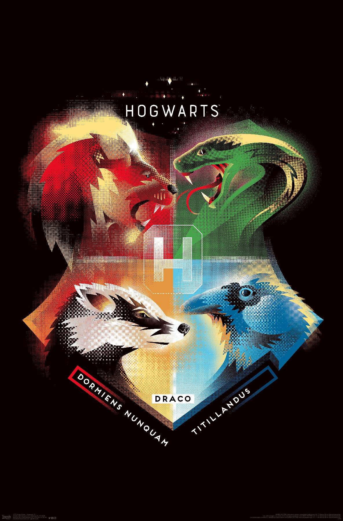 The Wizarding World: Harry Potter - Hogwarts House Crests Wall Poster ...