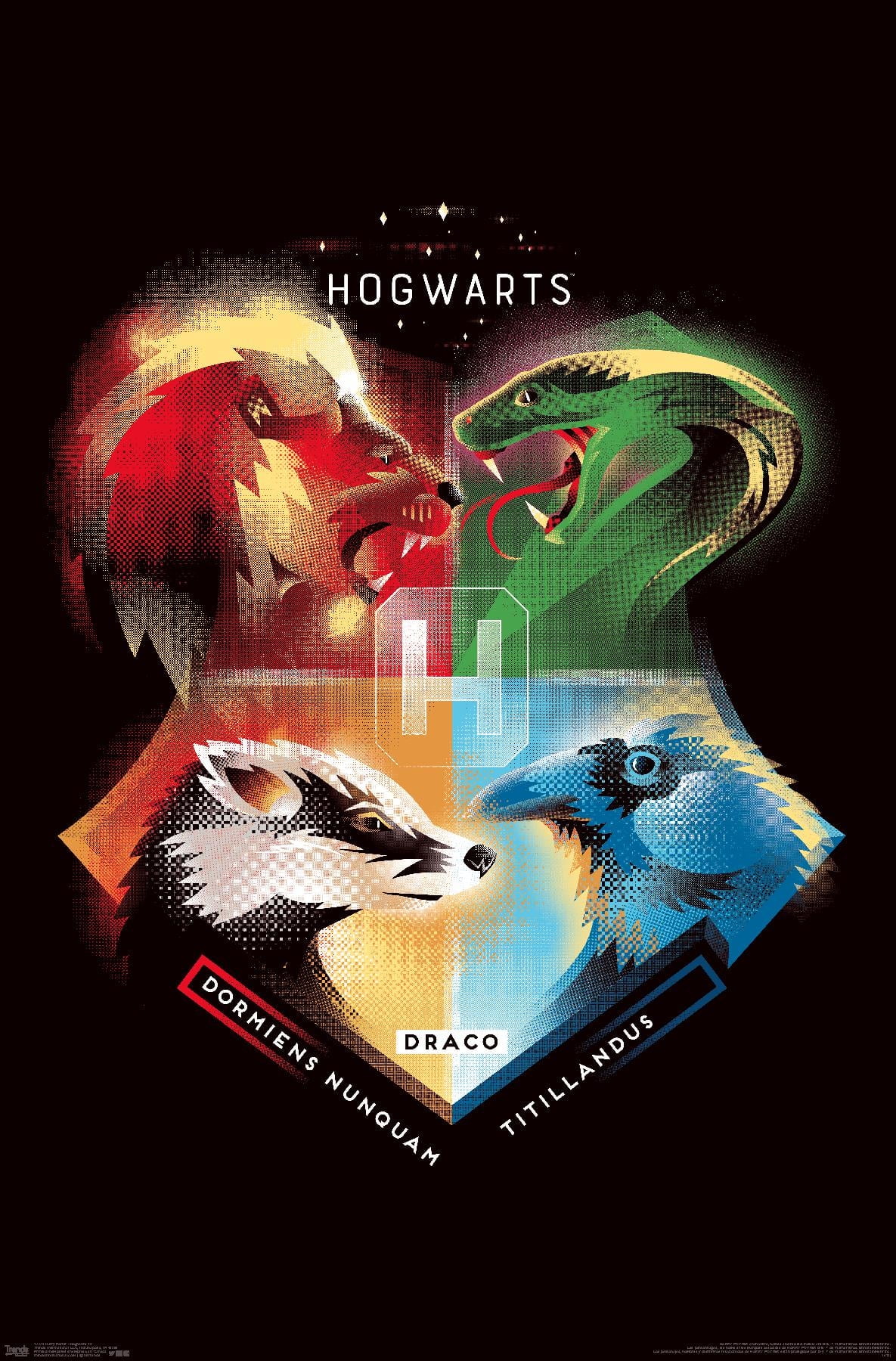 The Wizarding World: Harry Potter - Hogwarts House Crests Wall Poster ...