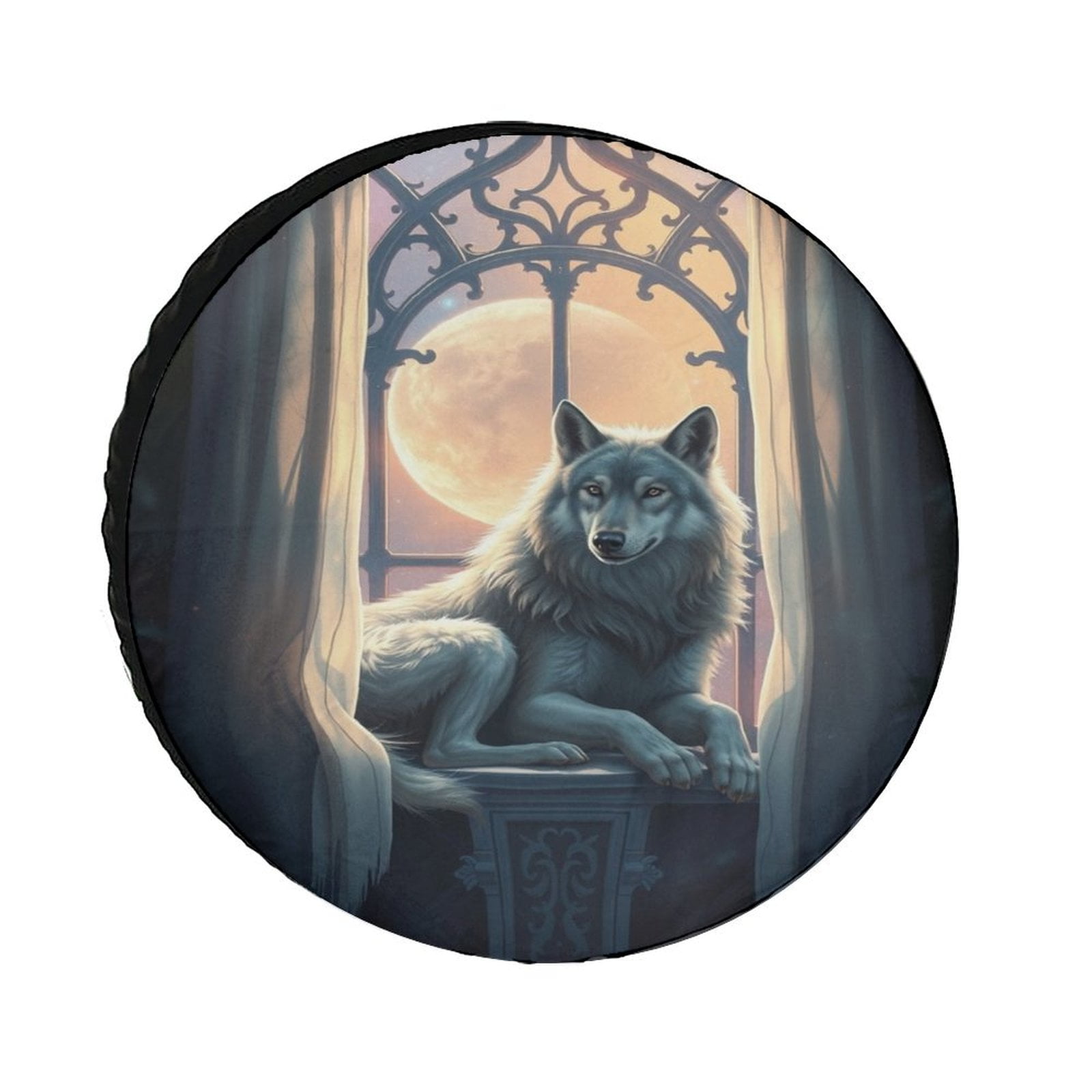 The Wolf Lying on The Window Spare Tire Cover Universal Wheel Tire ...