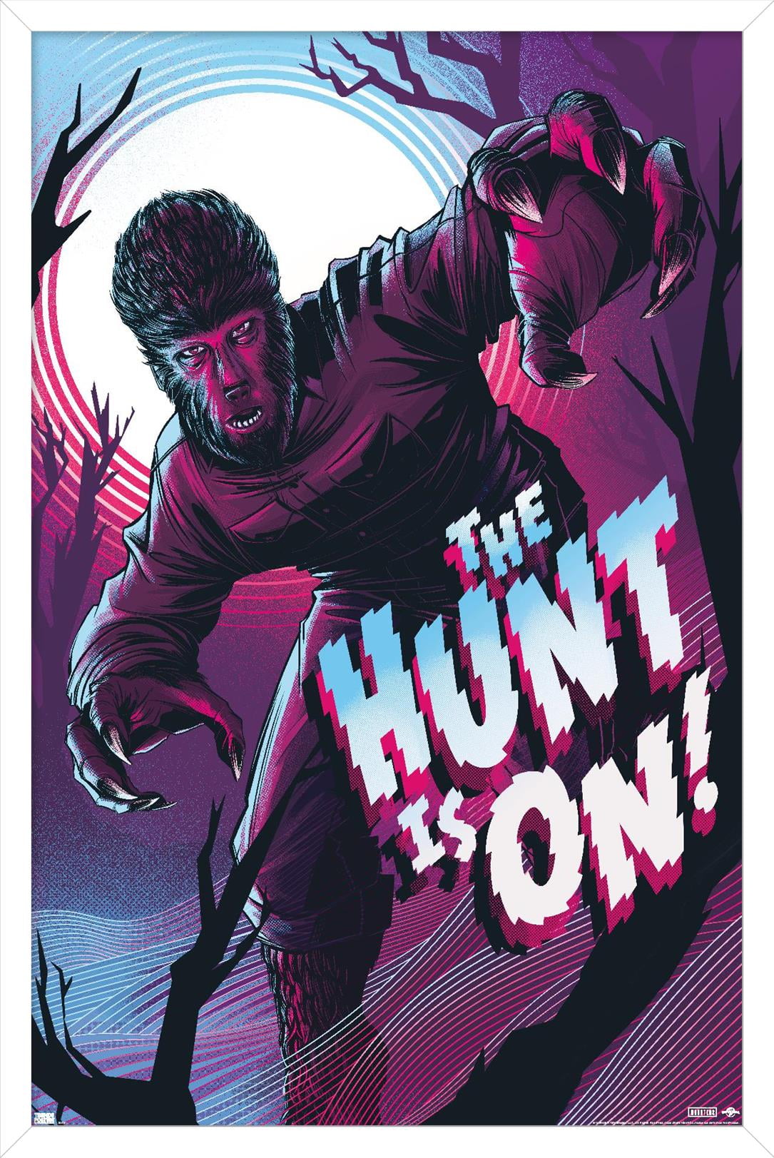 The Wolfman - The Hunt Is On by César Moreno Wall Poster, 14.725" x 22.375" Framed - Walmart.com