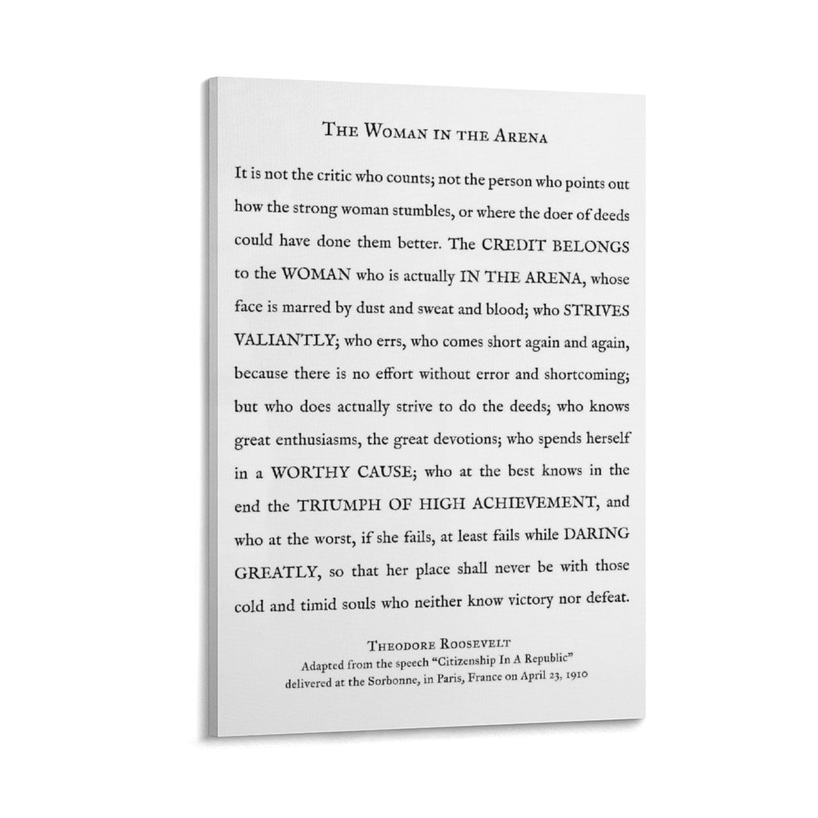 The Woman In The Arena Quote Theodore Roosevelt Quotes2 Print Photo Art ...