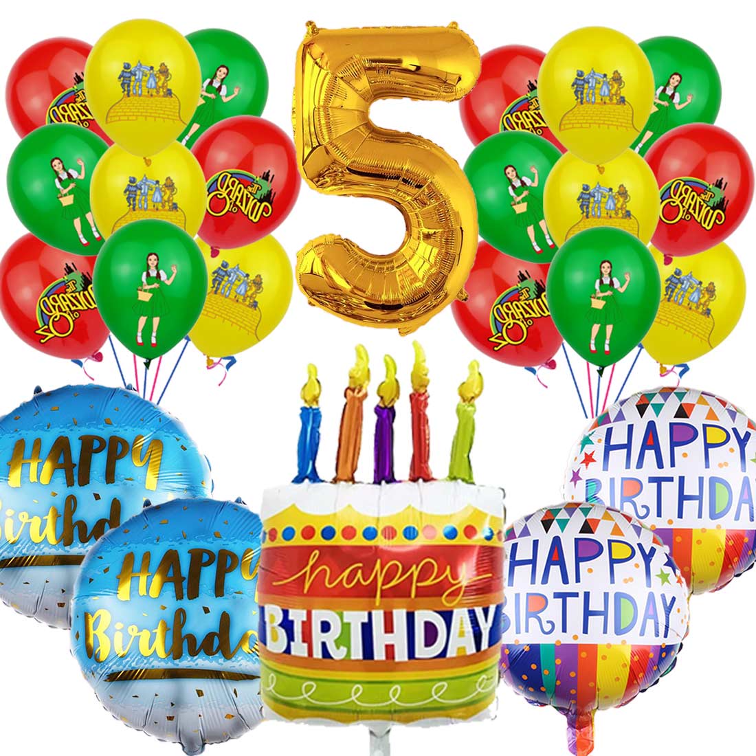 The Wonderful Wizard of Oz Balloons Party Supplies 5th Big Number ...