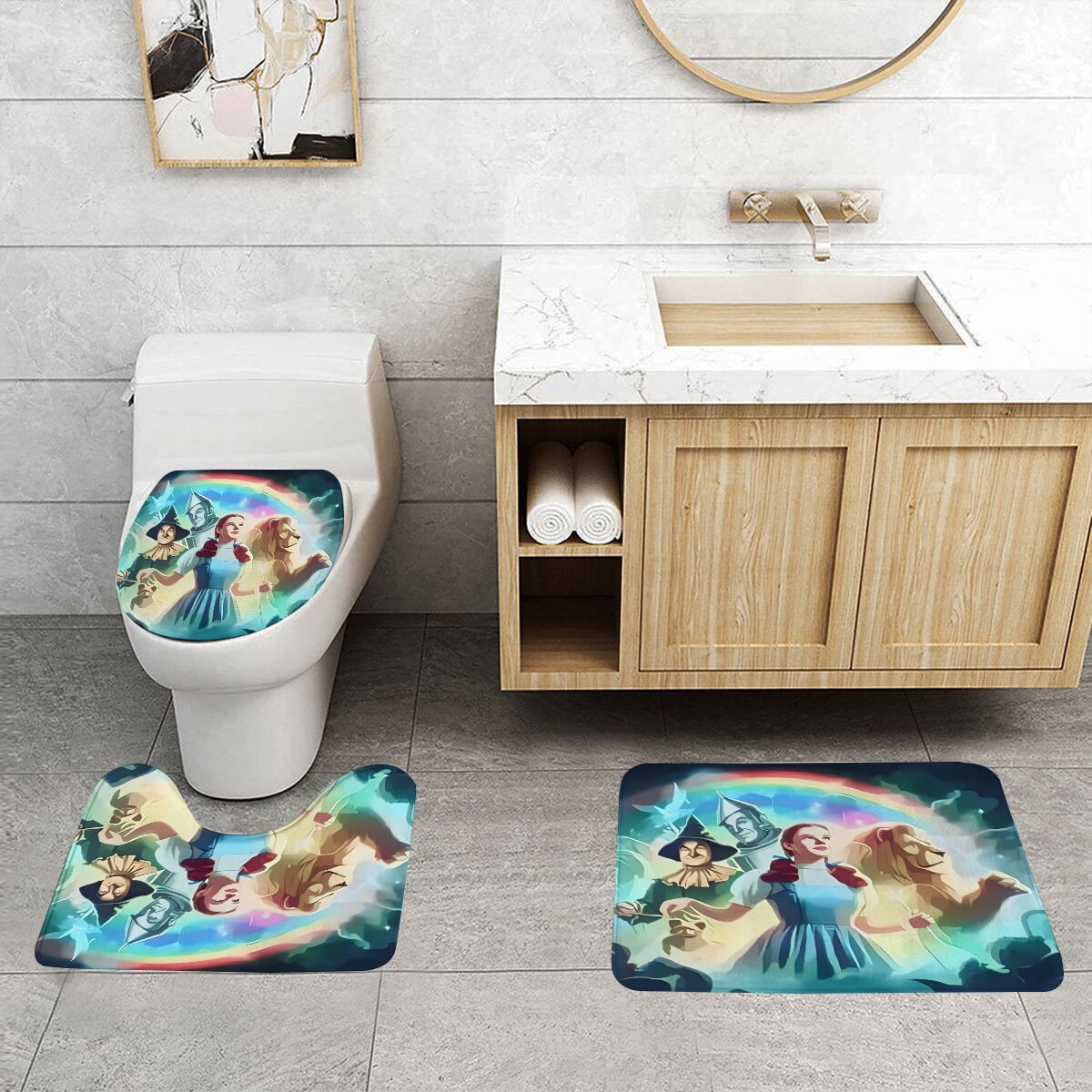 The Wonderful Wizard of Oz floor mat and toilet set is durable, machine ...