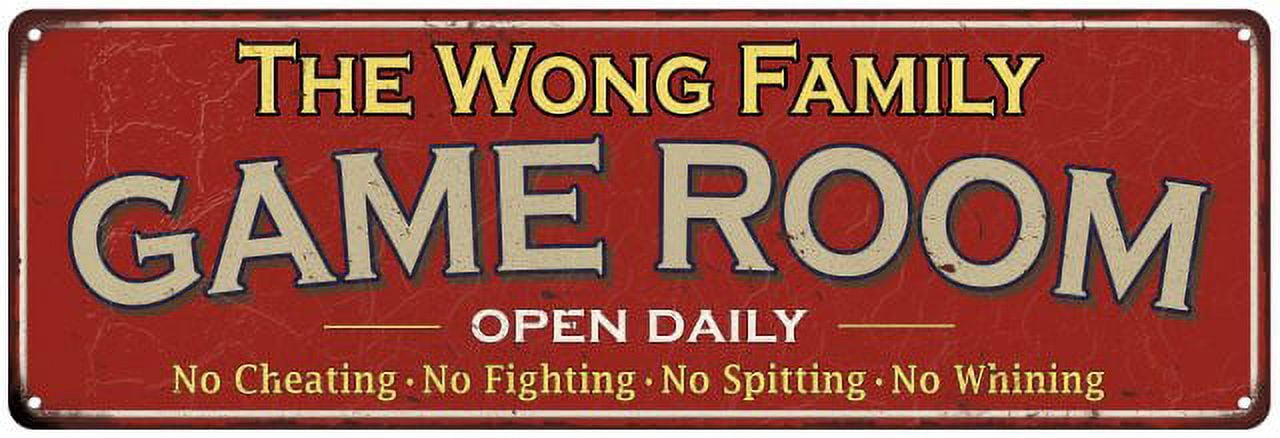 The Wong Family Red Game Room Metal 8x24 Sign 108240038052 - Walmart ...