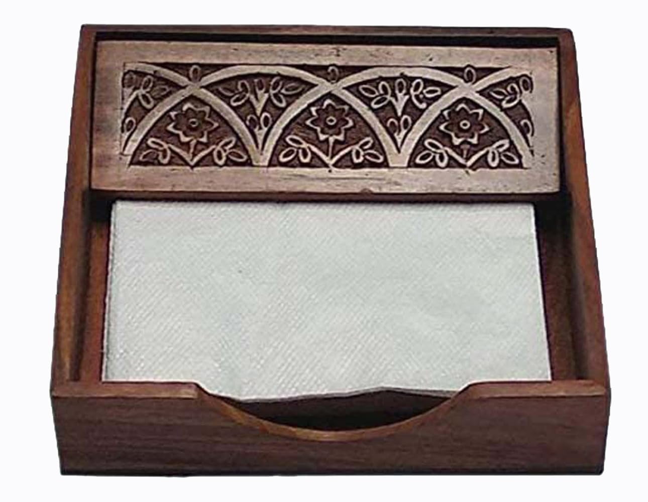 The WooDiN Tissue Paper Tray Square Full Carved Sheesham Wood Tissue ...