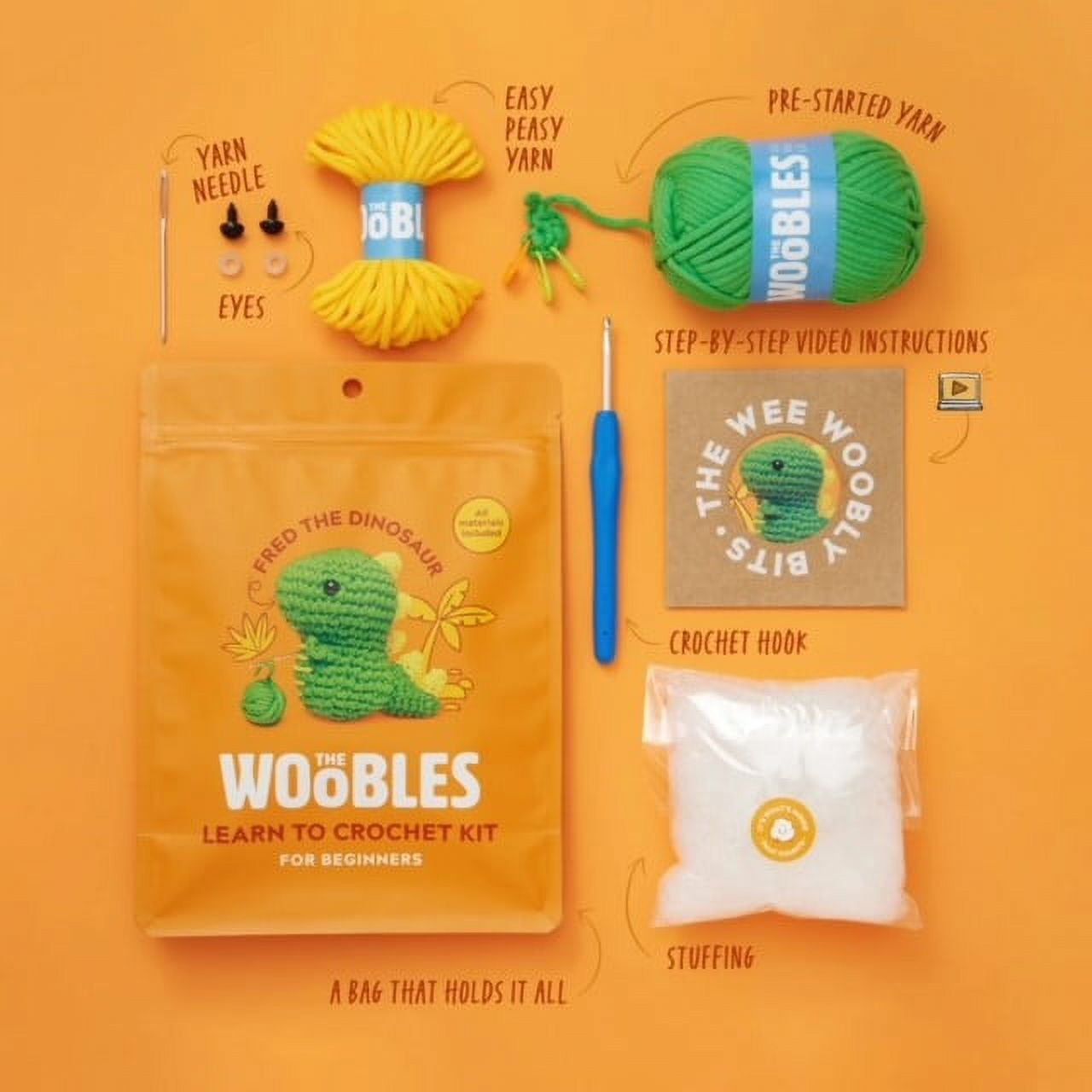 Woobles Starter Set: Learn to Crochet Kit for Kids and Beginners, Easy ...