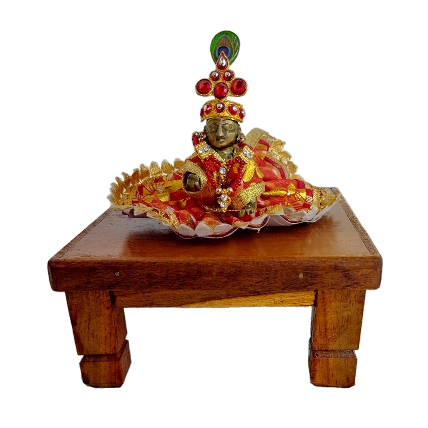 The Wood Studio 5 x 5 x 2 Inch Wooden Small Chowki for Worship Small ...