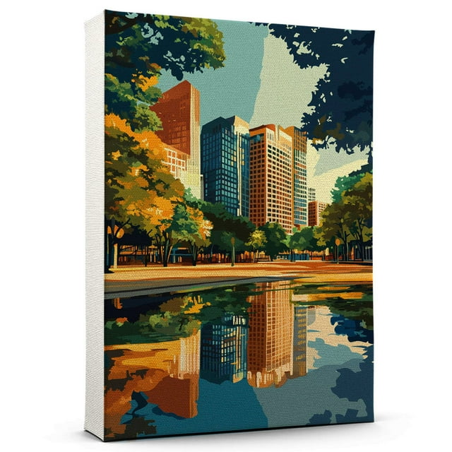 The Woodlands Travel Canvas, Texas Canvas Print vintage, Colorful The ...