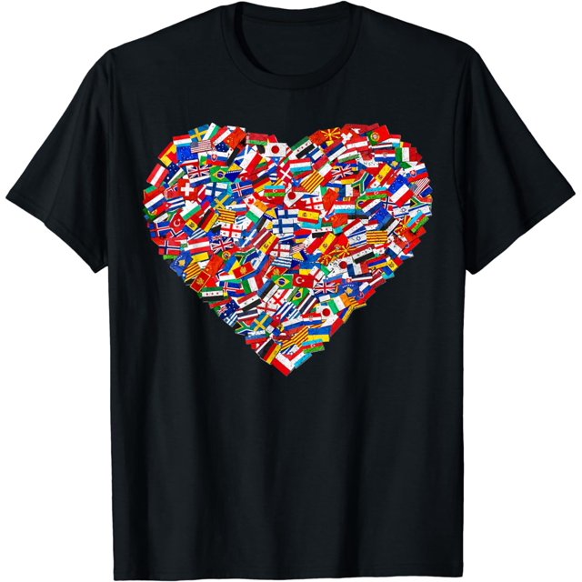 The World Flags Unity Day Heart Flags of the Countries T-Shirt ...