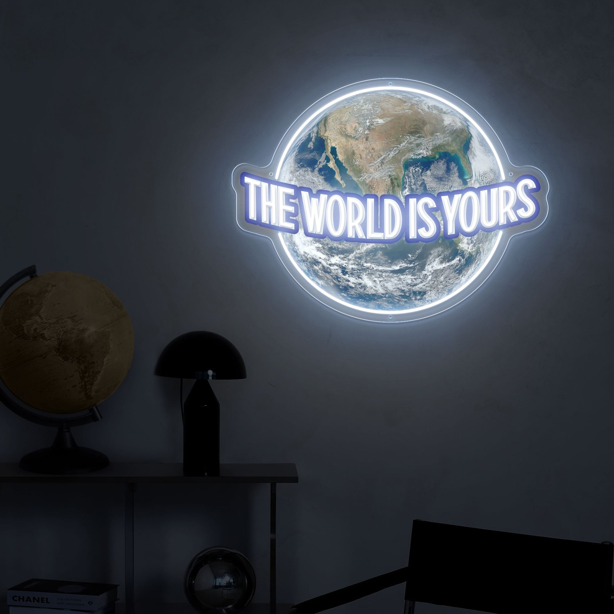 The World Is Yours Neon Sign, World UV Printed Sign, World Wall Decor ...